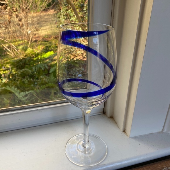 Pier 1 | Dining | Pier Cobalt Blue Swirl Water Goblet Glass | Poshmark
